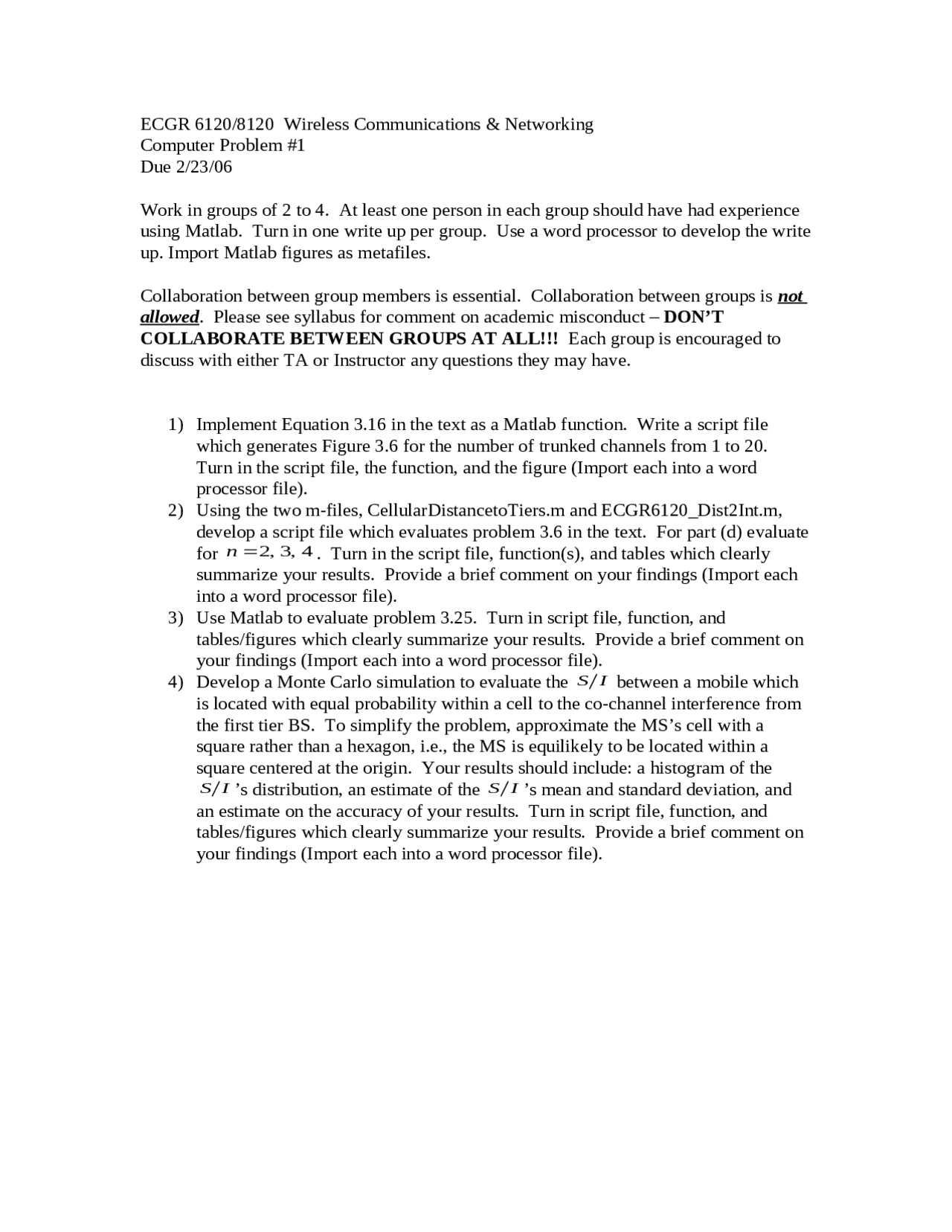 Computer Problem 1 Wireless Communications And Networking Ecgr 6120