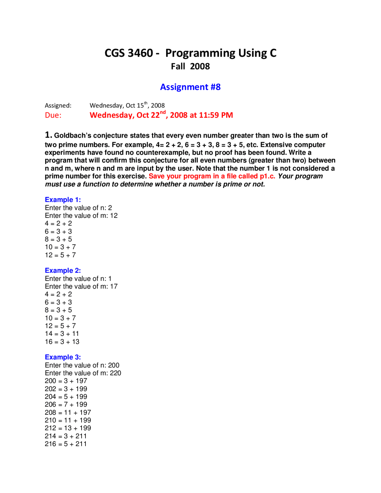 Practice Assignment 8 Programming Using C Cgs 3460 Docsity