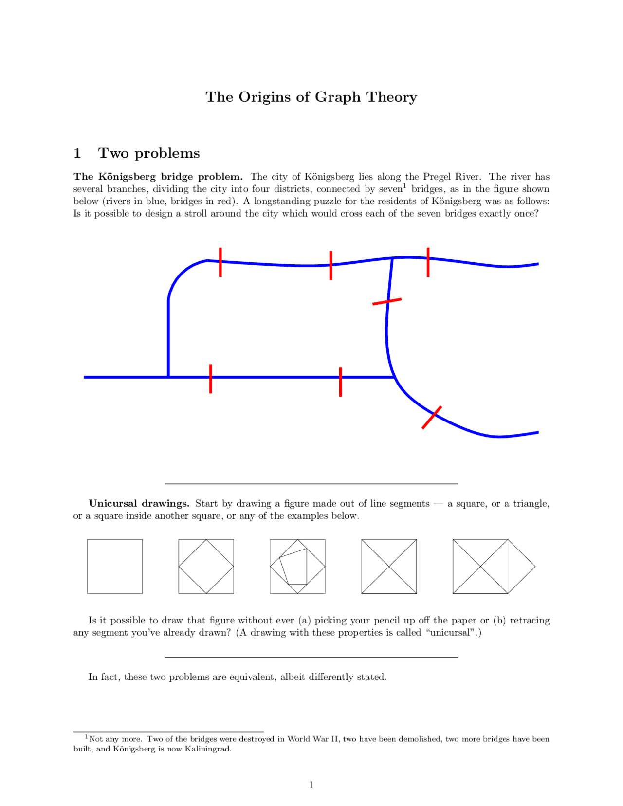 The Origins of Graph Theory - Lecture Notes | MATH 410 - Docsity