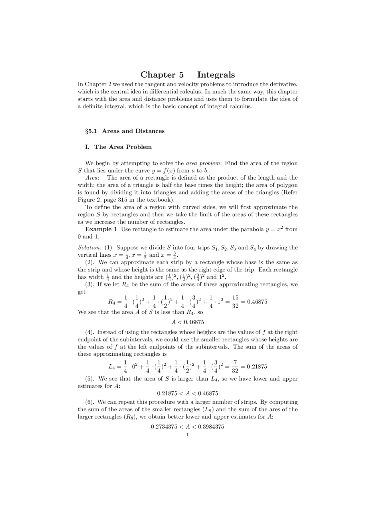 Integral Areas And Distance Calculus Class Notes Math 2a Docsity