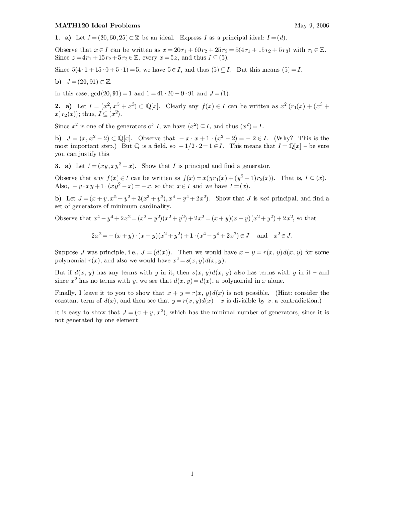 Ideal Problems For Introduction To Group Theory Math 120 Docsity
