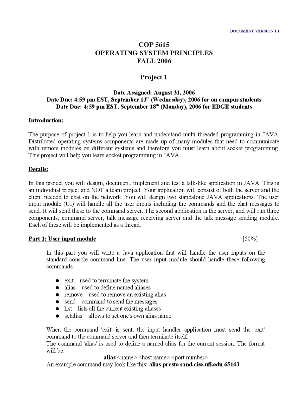 Distributed Operating Systems Principles Project 1 Cop 5615 Docsity
