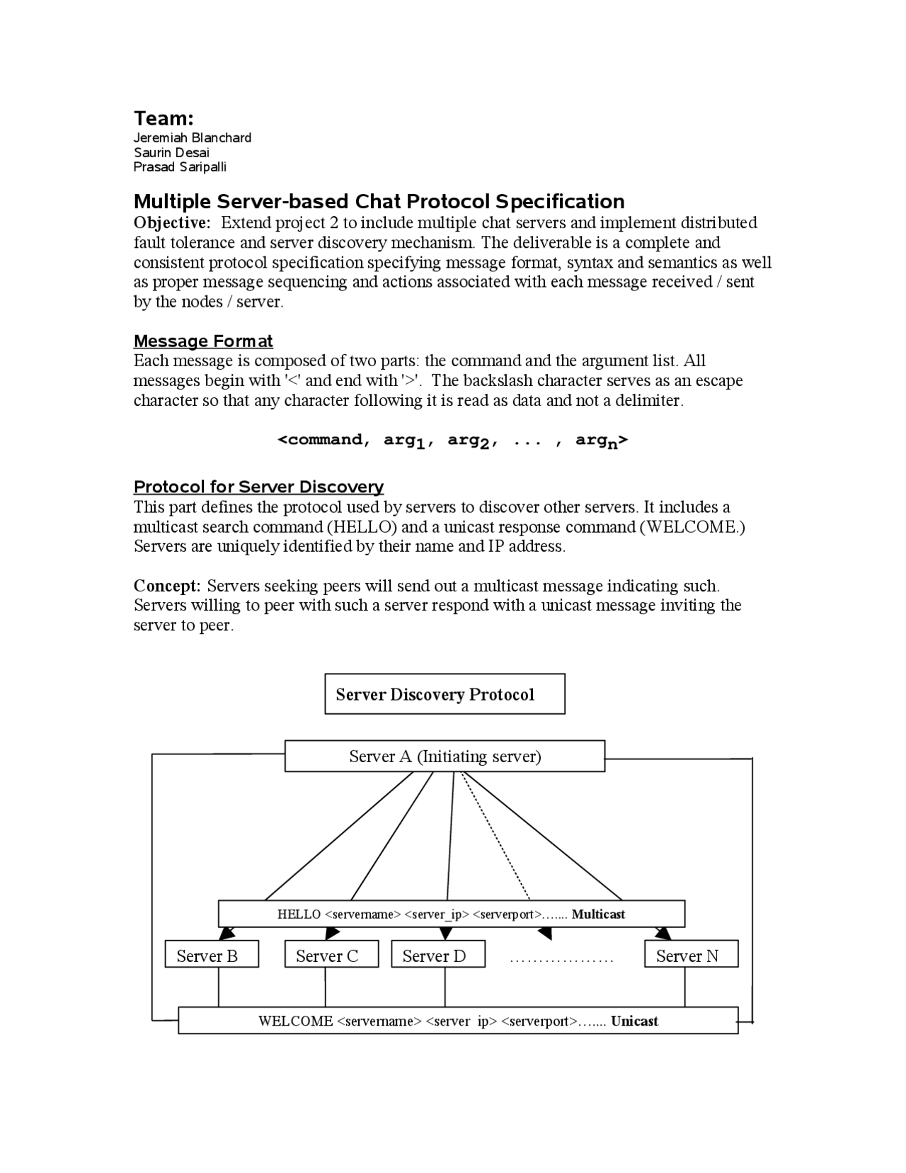 Multiple Server Based Chat Protocol Specification - Project II | COP 5615 - Docsity