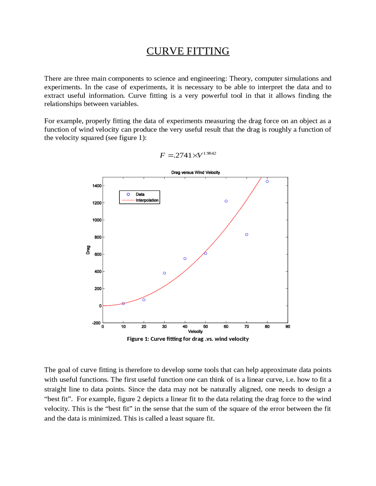 Lecture Notes on Curve Fitting - Mathematics of Engineering | ME 17 ...