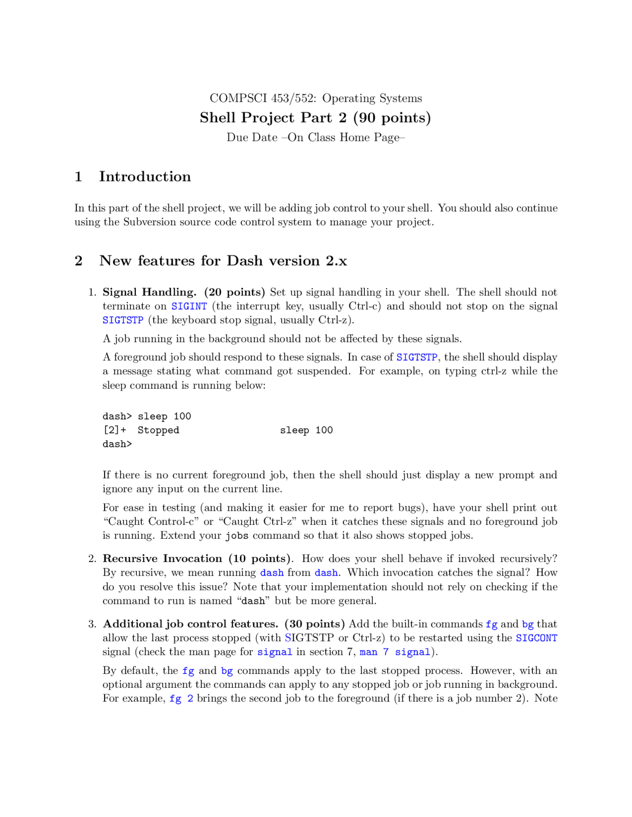 Shell Project Part 2 On Operating Systems Compsci 453 Docsity 3490