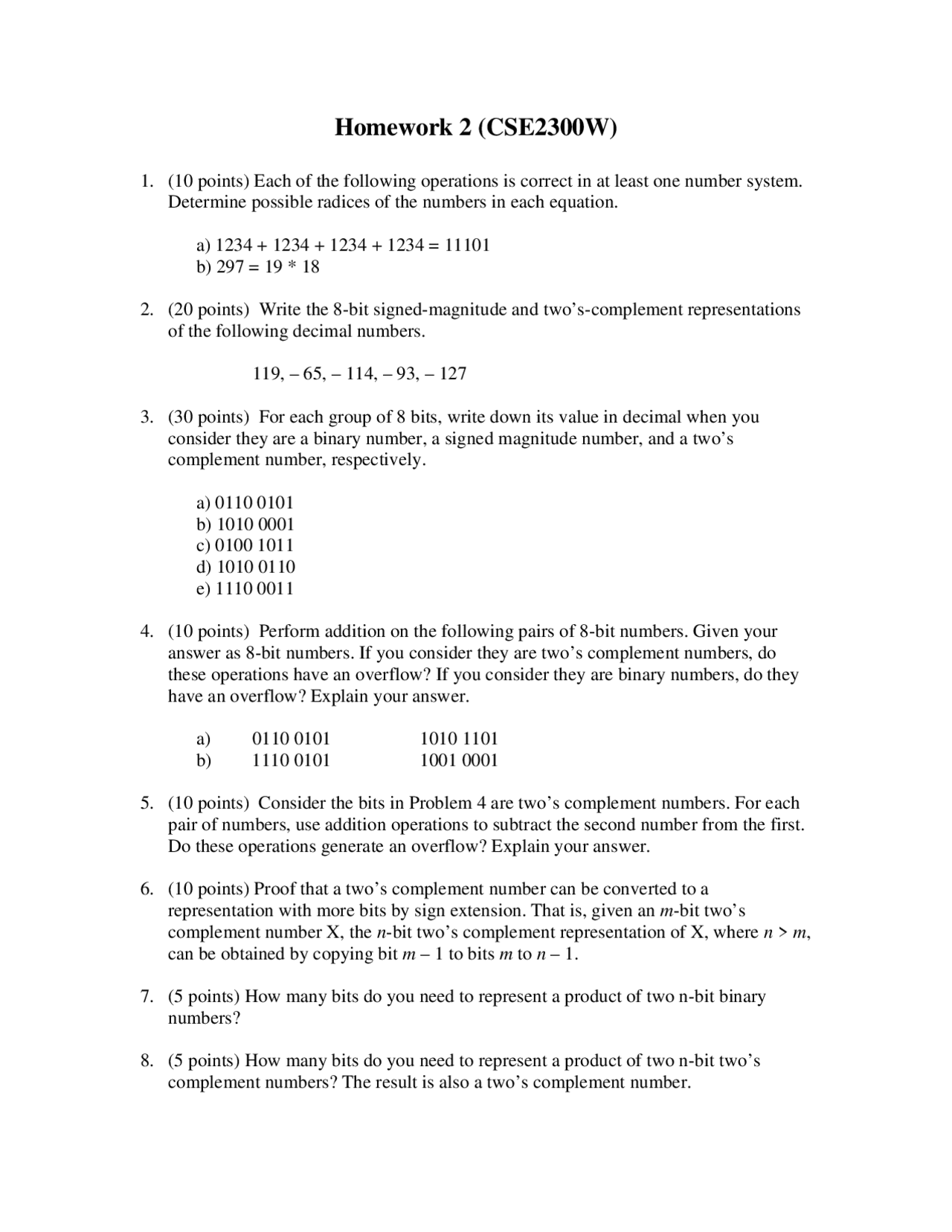 Homework 2 Digital Logic Design Cse 2300 Docsity