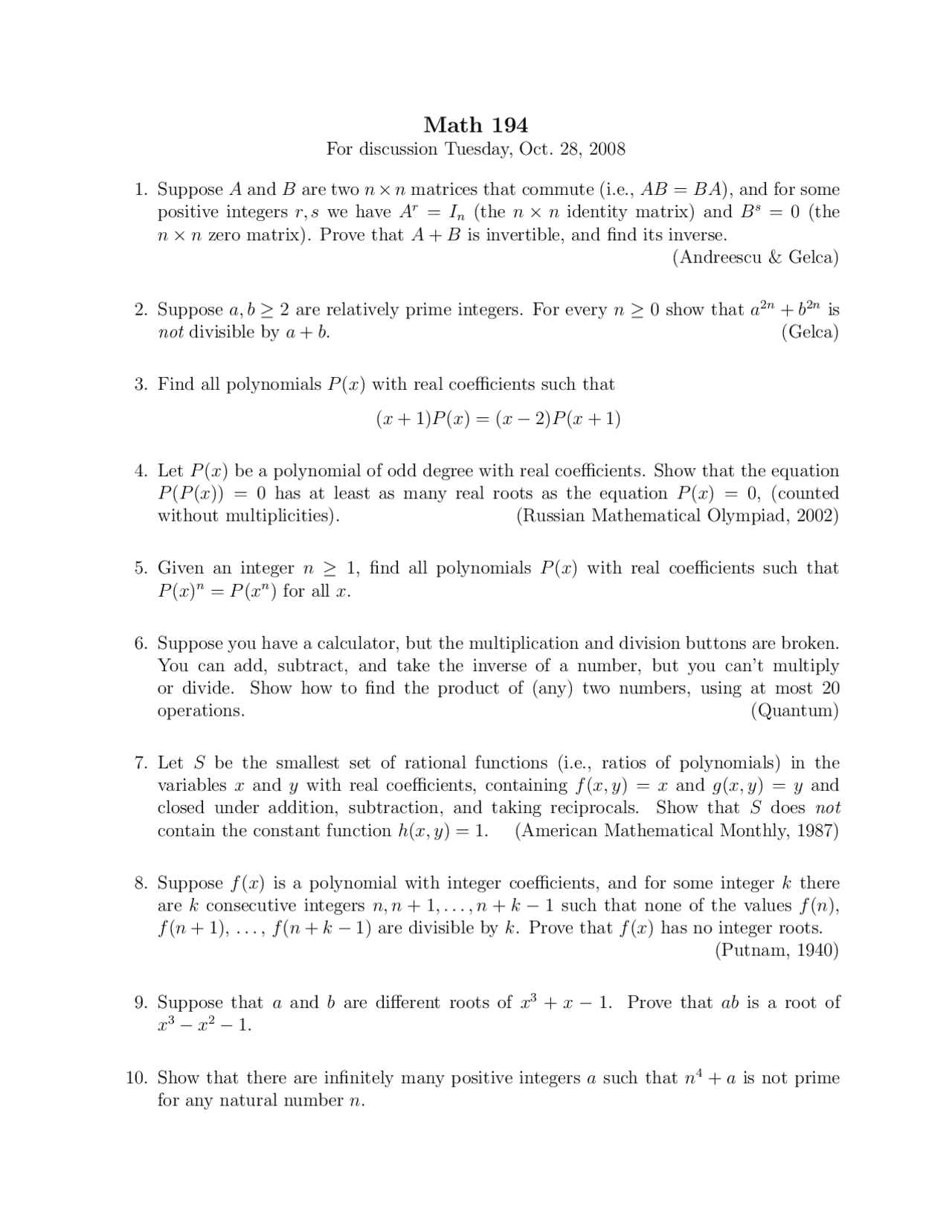 10 Problems on Prime Integers and Matrices | Math 194 | Study notes ...