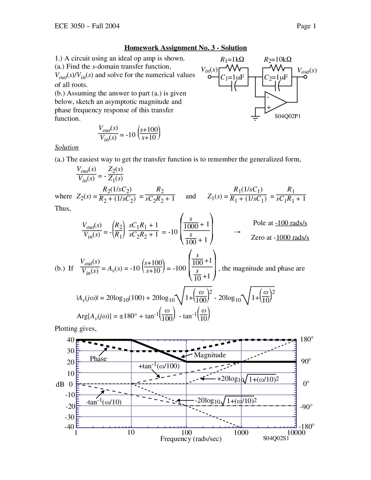 6 Solved Problems On Analog Electronics Homework Ece 3050 Docsity