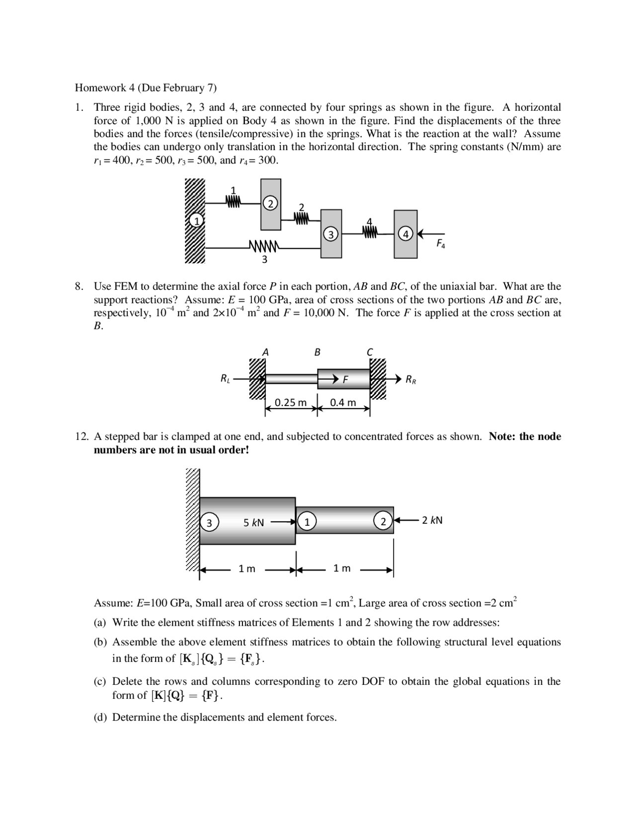 3 Questions On Finite Elementary Analysisdesign Assignment Eml