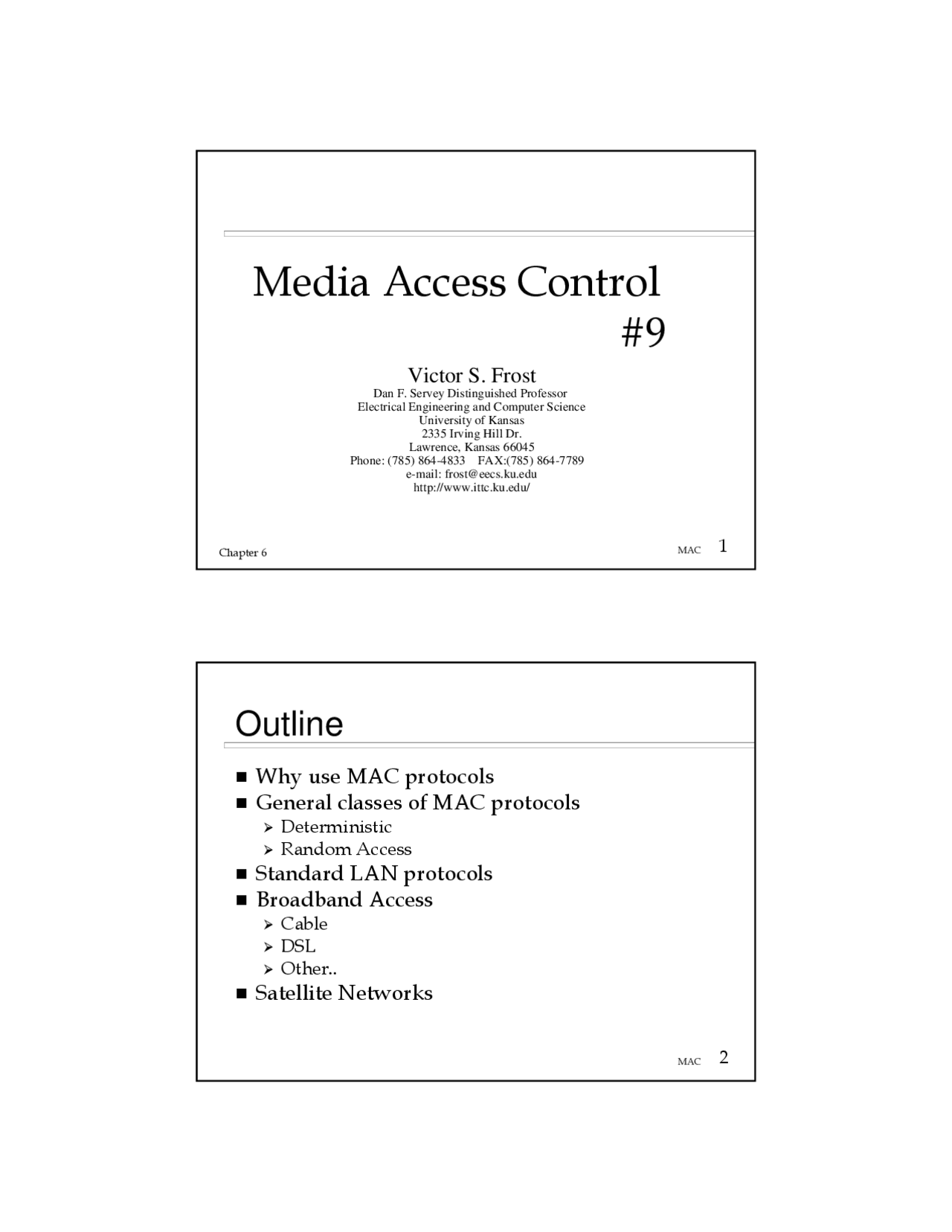 Media Access Control - Lecture Slides | FMS 864 - Docsity