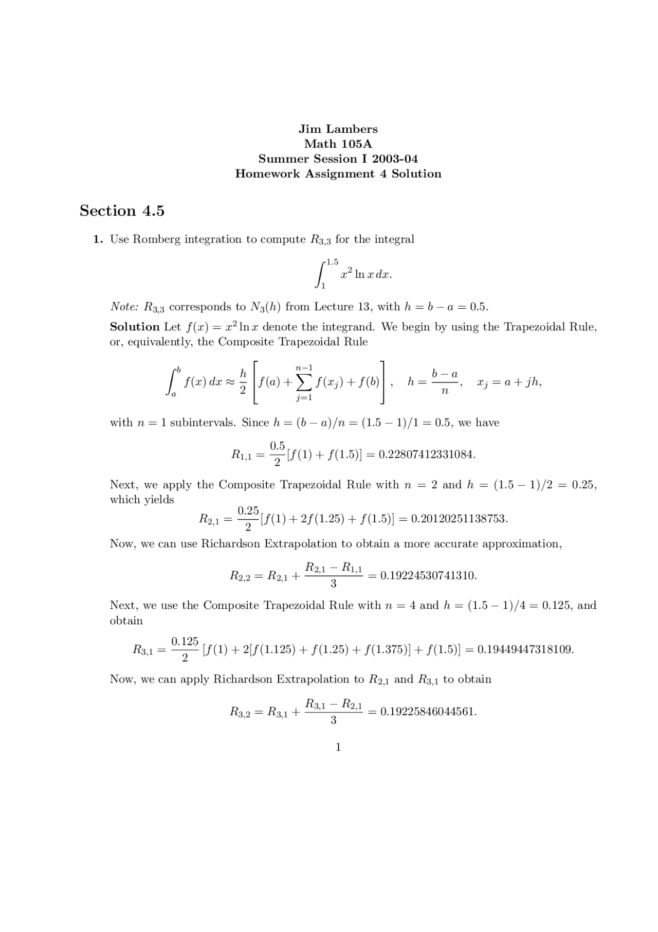 Assignment 4 Solutions Numerical Analysis Math 105 Docsity