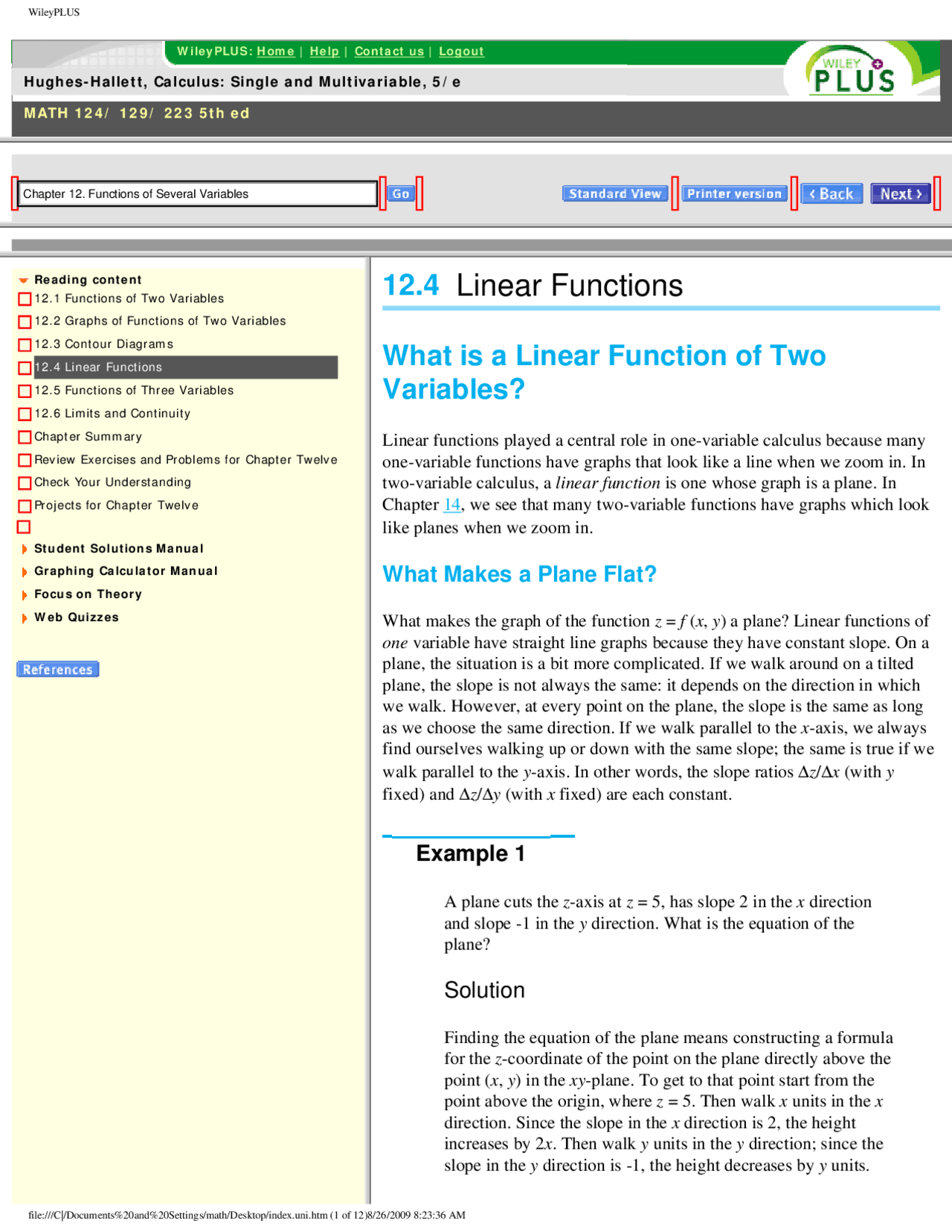 Notes On Linear Functions Calculus I With Applications Math 124 Docsity
