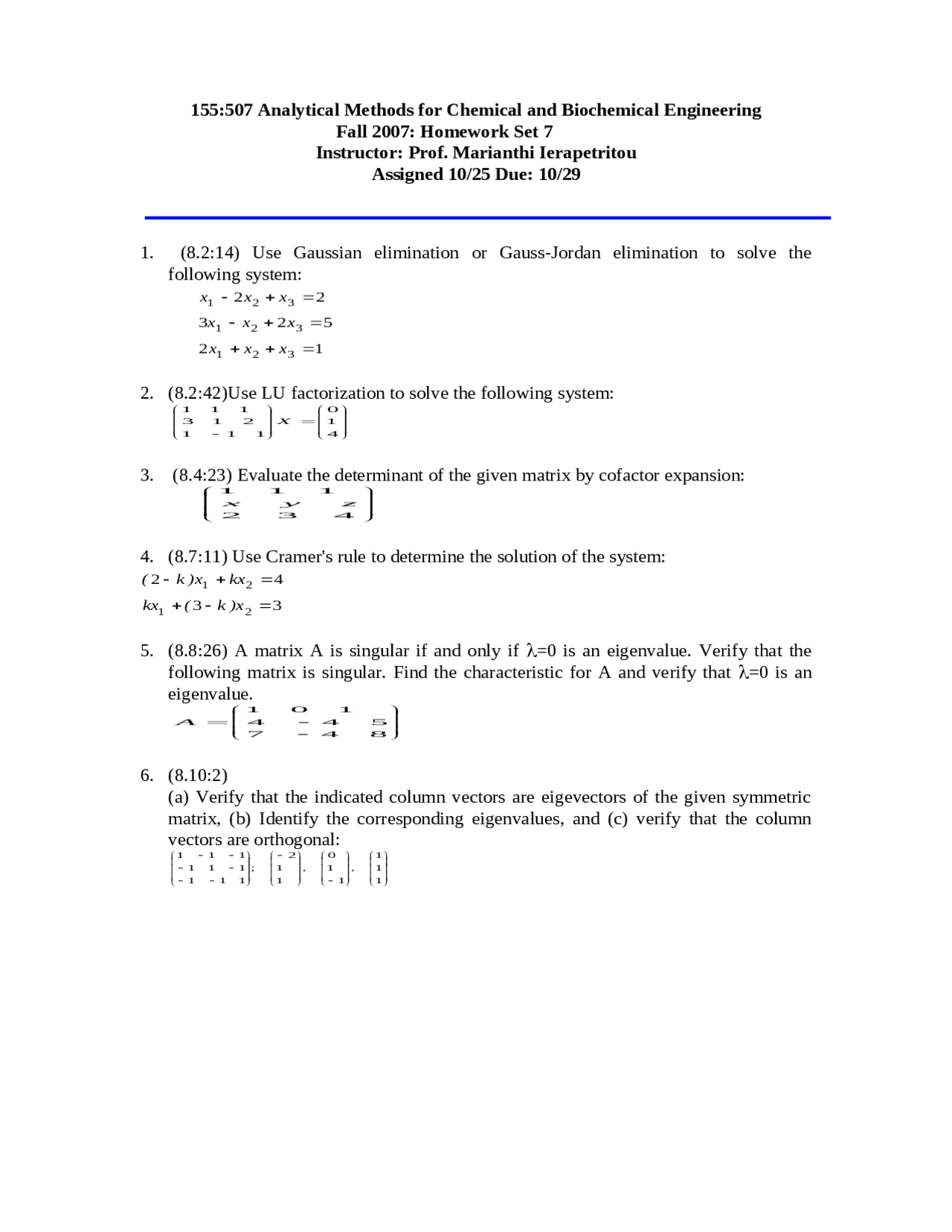Homework Set 7 Analytical Method For Chemical And Biochemical