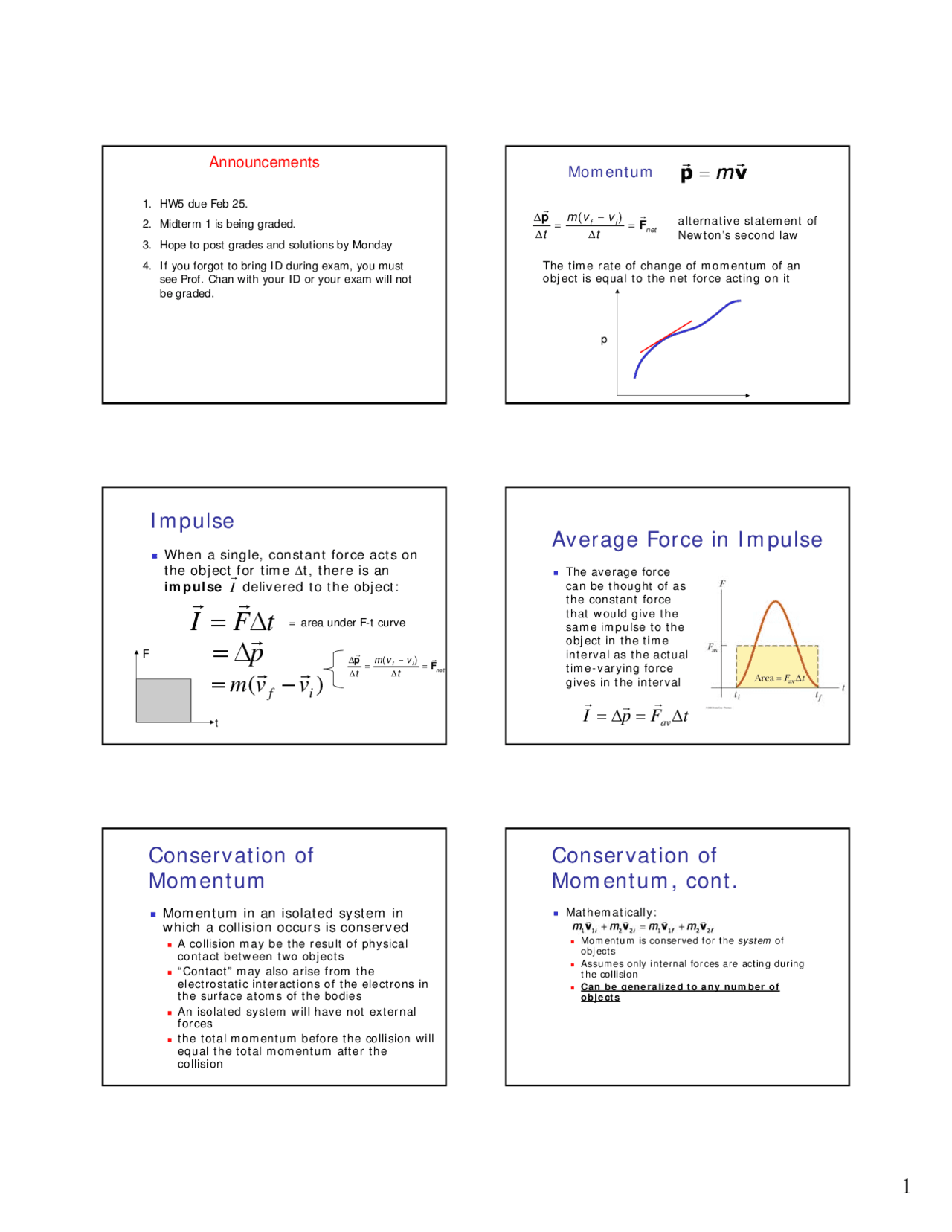 Conservation Of Momentum Physics I Phy 2053 Docsity