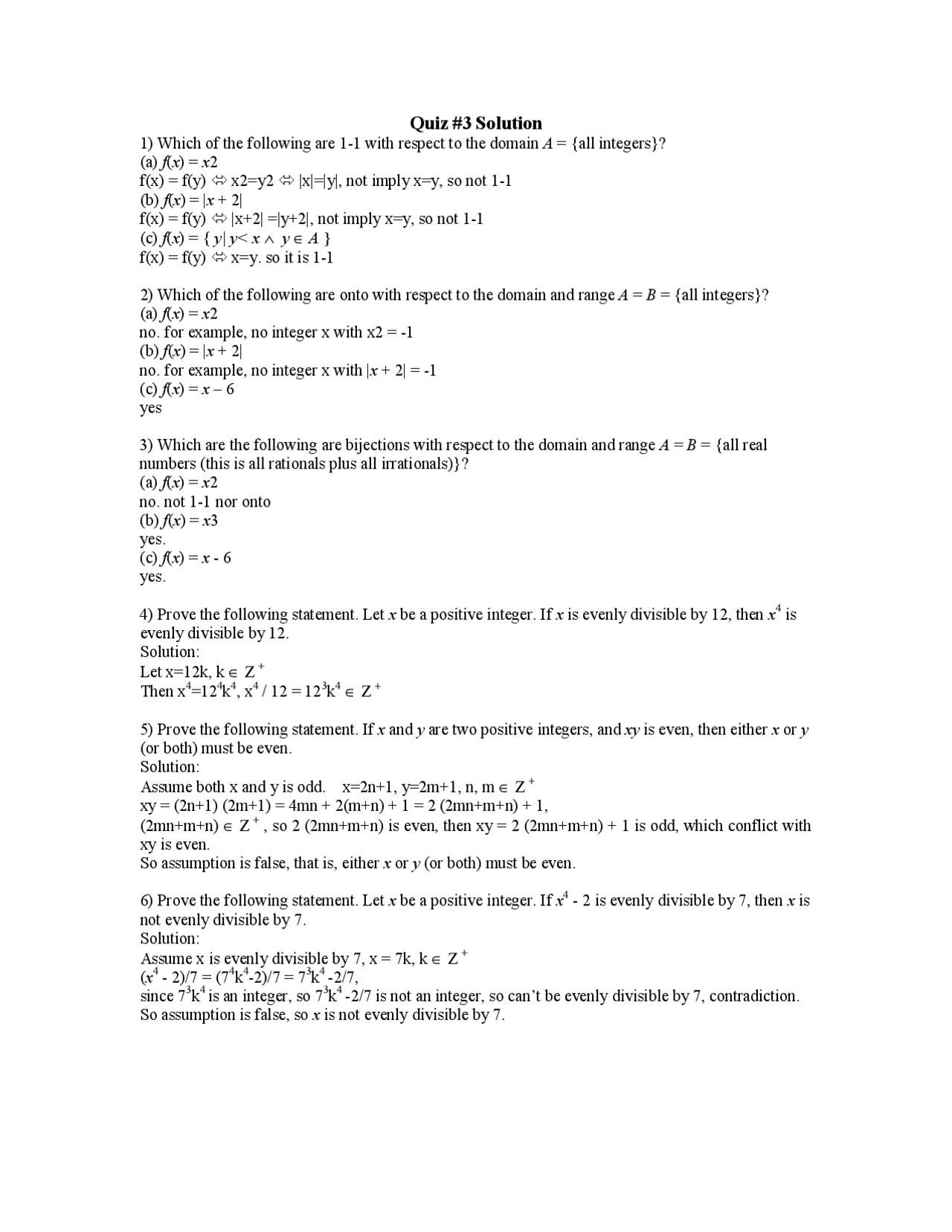 Quiz 3 Solution For Applied Discrete Structure Cot 3100 Docsity