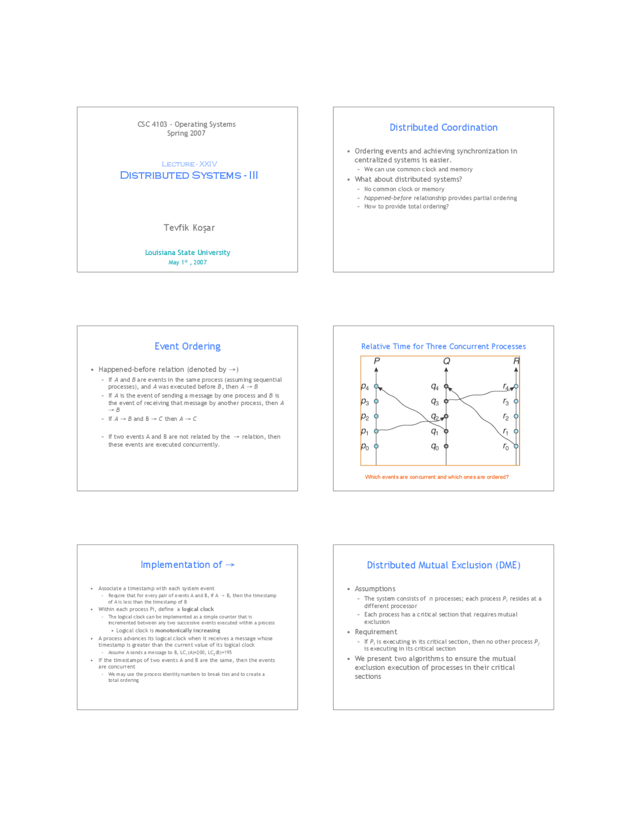 Distributed Coordination Lecture Slides Csc 4103 Docsity