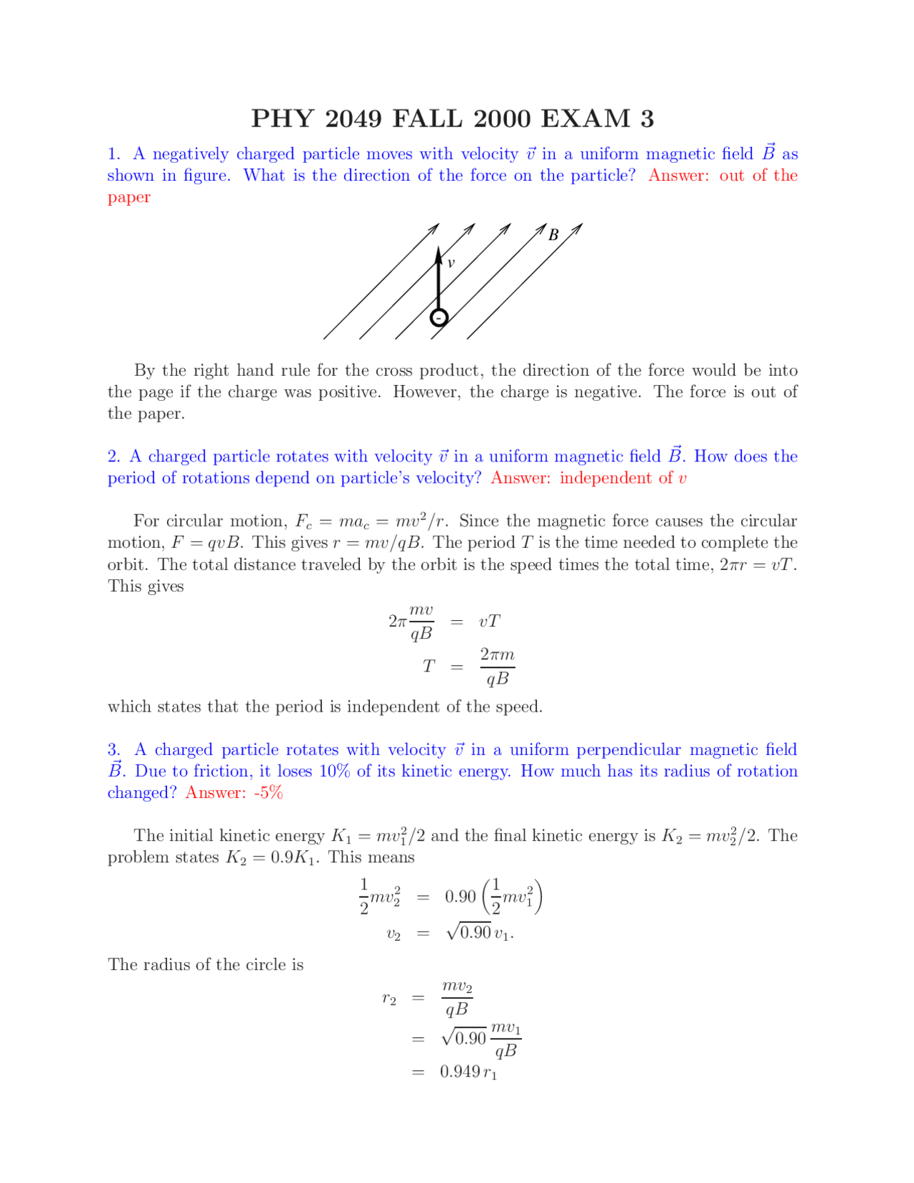 Physics With Calculus Ii Exam 3 With Solved Questions Phy 2049