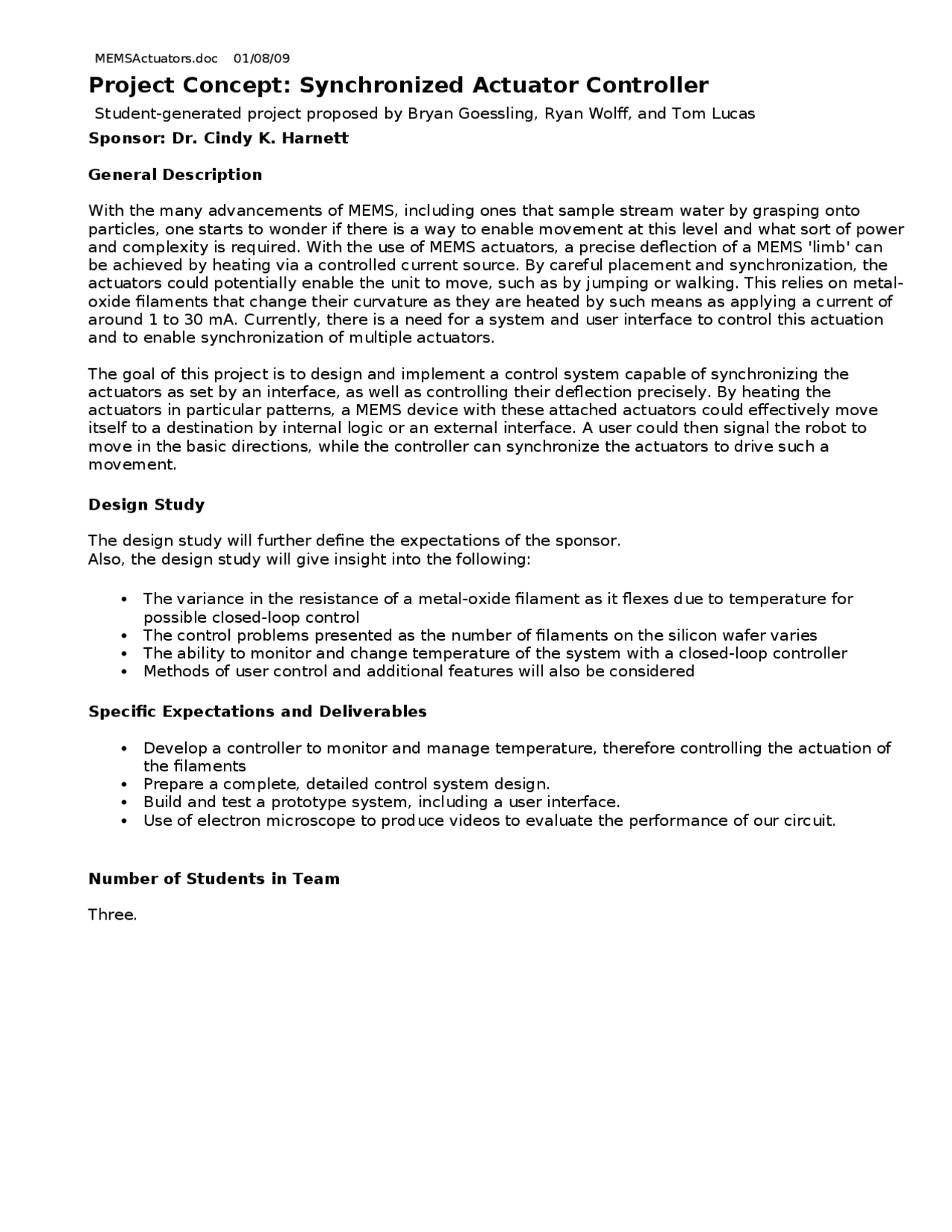 Project Concept Synchronized Actuator Controller Ece 599 Docsity