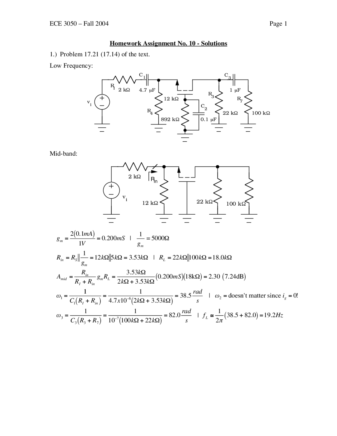 4 Solved Problems On Open Circuit Time Assignment 10 Ece 3050 Docsity