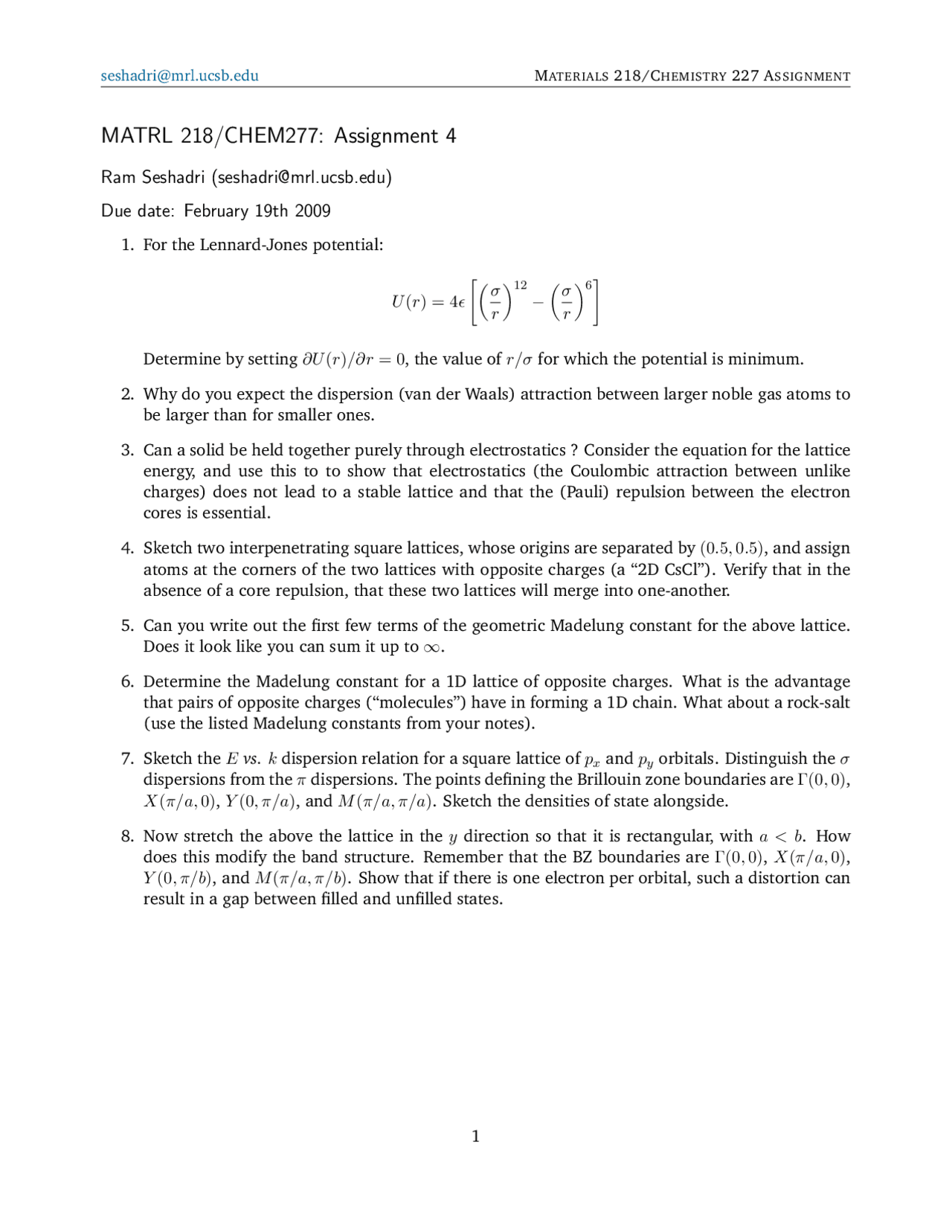 Homework Four Questions Introduction To Inorganic Materials Matrl
