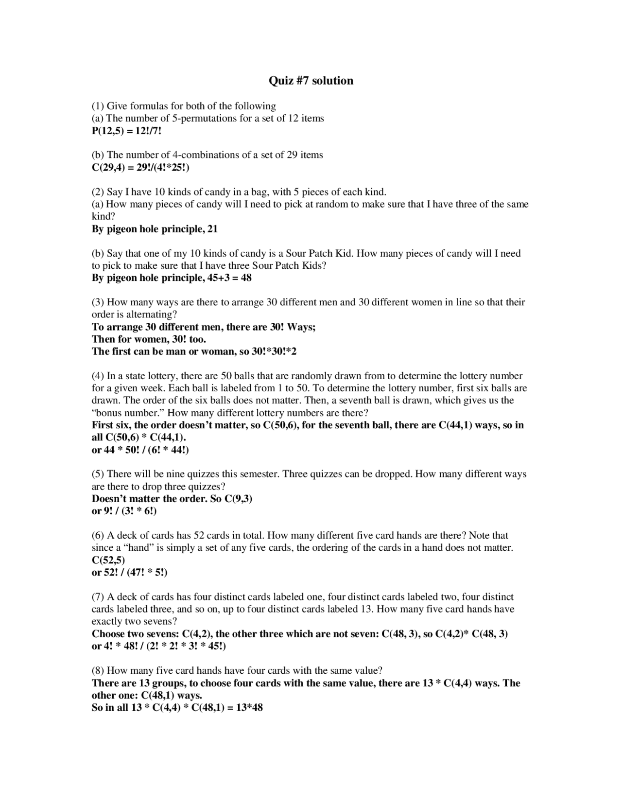 Quiz 7 With Solutions Applications Of Discrete Structures Cot 3100