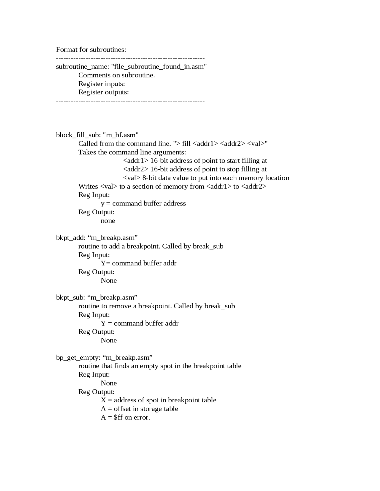 Format for Subroutines - Microprocessor Applications | EEL 4744 - Docsity