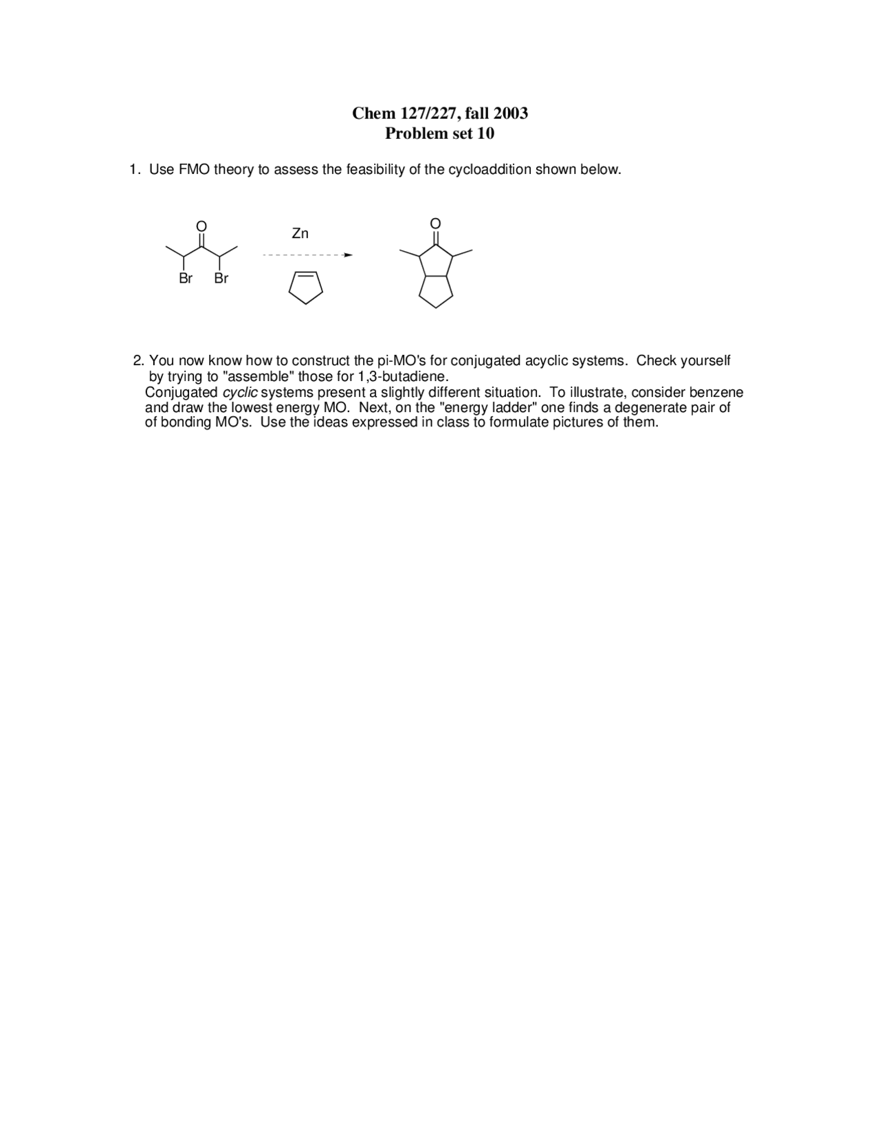 Problem Set 10 Structure And Reactivity For Organic Chemistry Chem