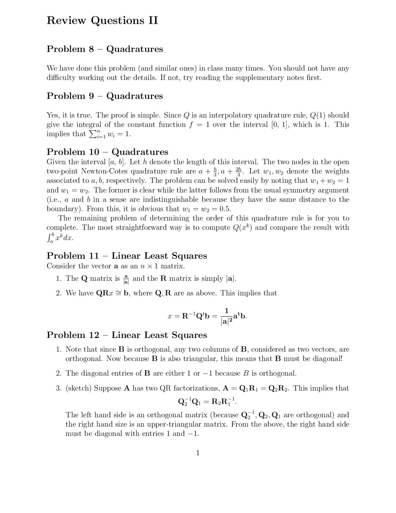 11 Problems On Number Analysis Computational Review Sheet Cot 4501