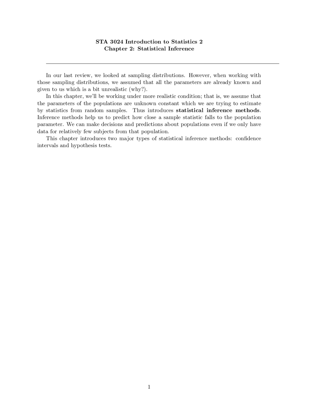 Statistical Inference Problems With Solution Sta 3024 Docsity