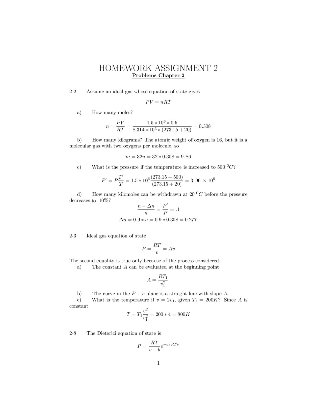 Homework 2 Solutions Thermal Physics Phy 3513 Docsity