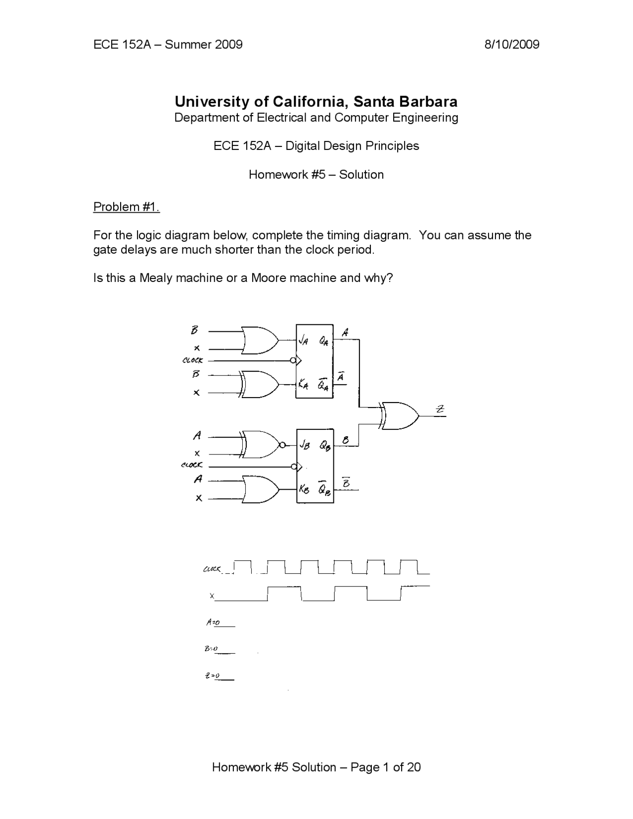Homework 5 Solutions For Digital Design Principles Mcdb 152 Docsity