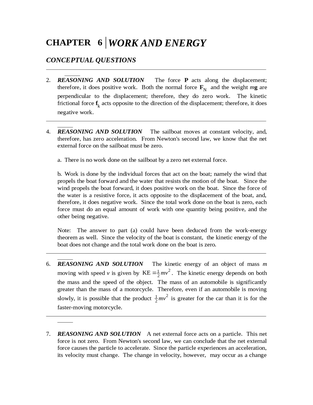 Work and Energy - Solved Conceptual Questions | PHY 2053 - Docsity