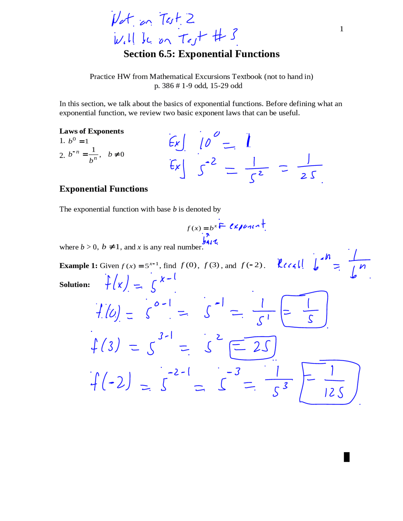 Lecture Notes on Exponential Functions | MATH 116 | Study notes ...