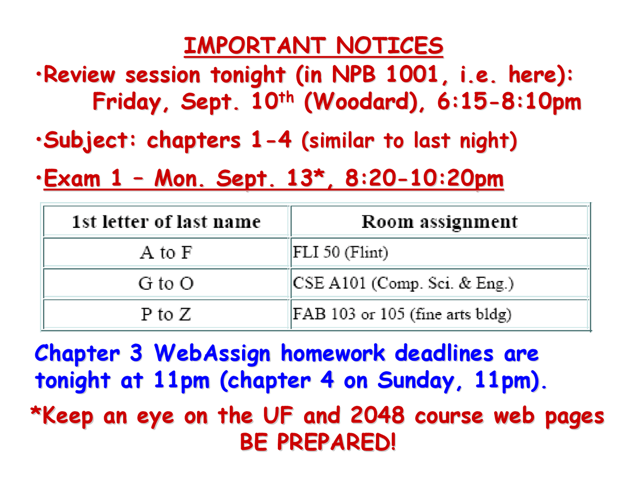 Physics With Calculus I Review Sheet Phy 2048 Docsity