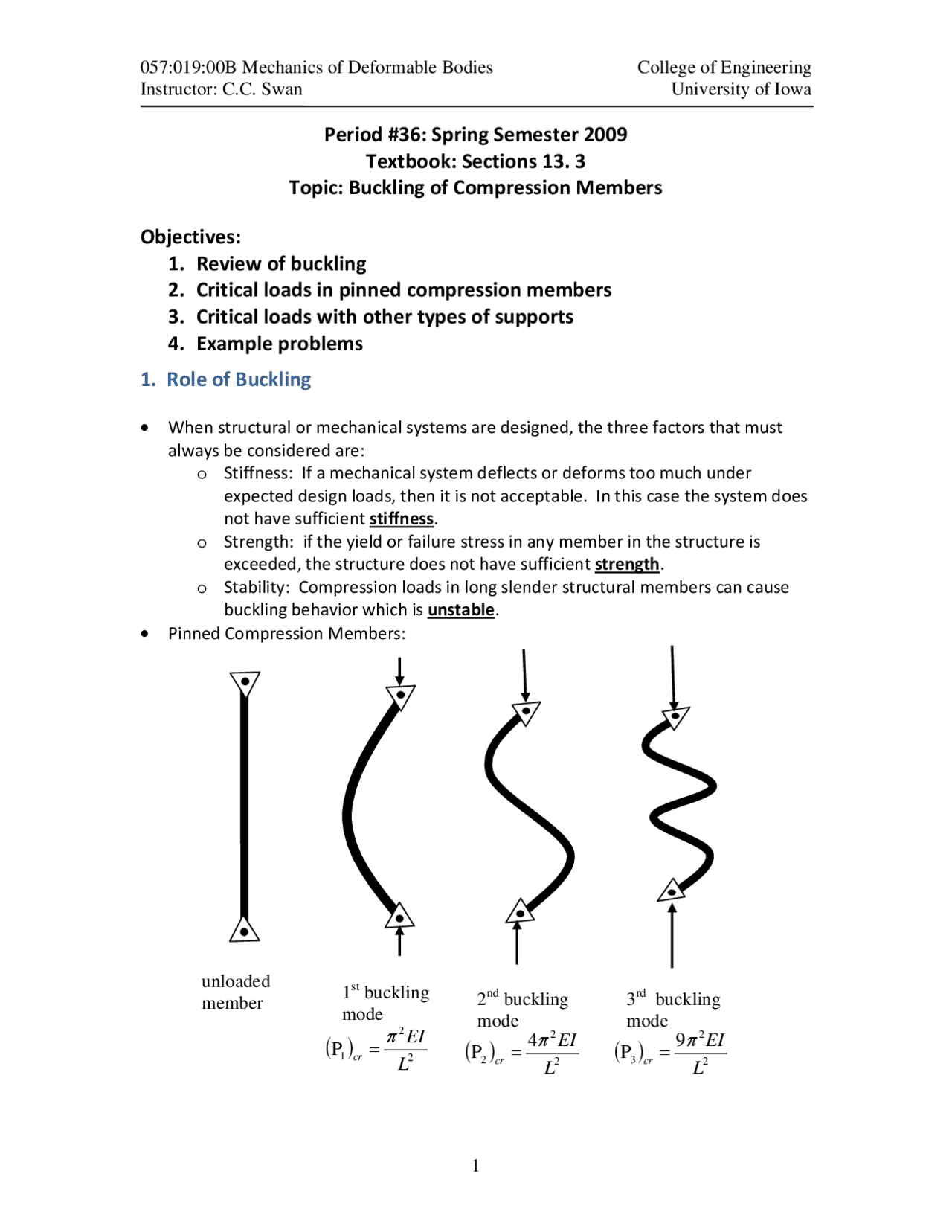 Buckling of Compression Members - Mechanics of Deformable Bodies | 057 ...