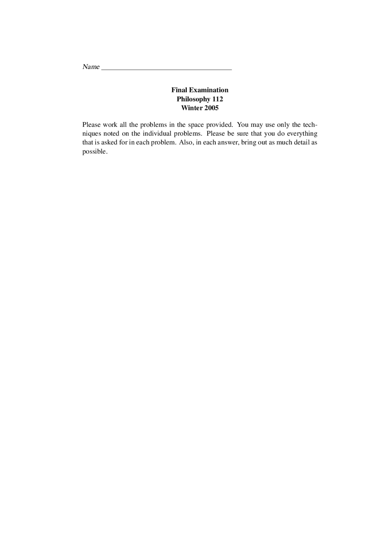 Final Exam Solutions Intermediate Symbolic Logic Phi 112 Docsity