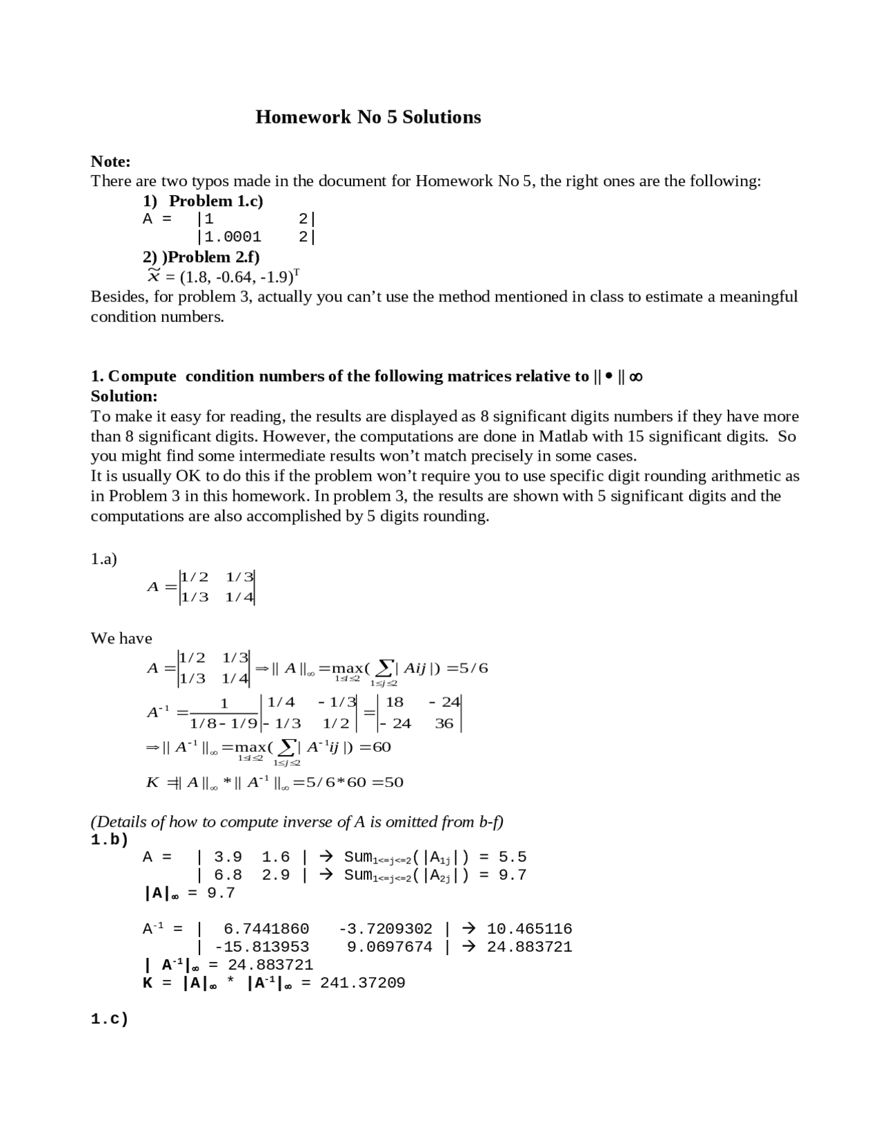 Numerical Analysis Computation Solved Assignment 5 Cot 4501 Docsity 1779