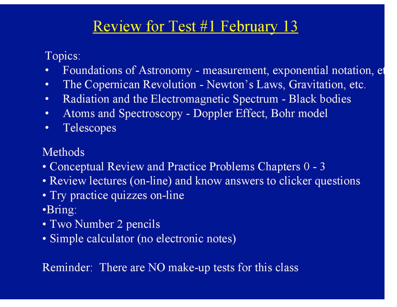 Test 1 Review And Useful Equations Introduction To Astronomy Astr