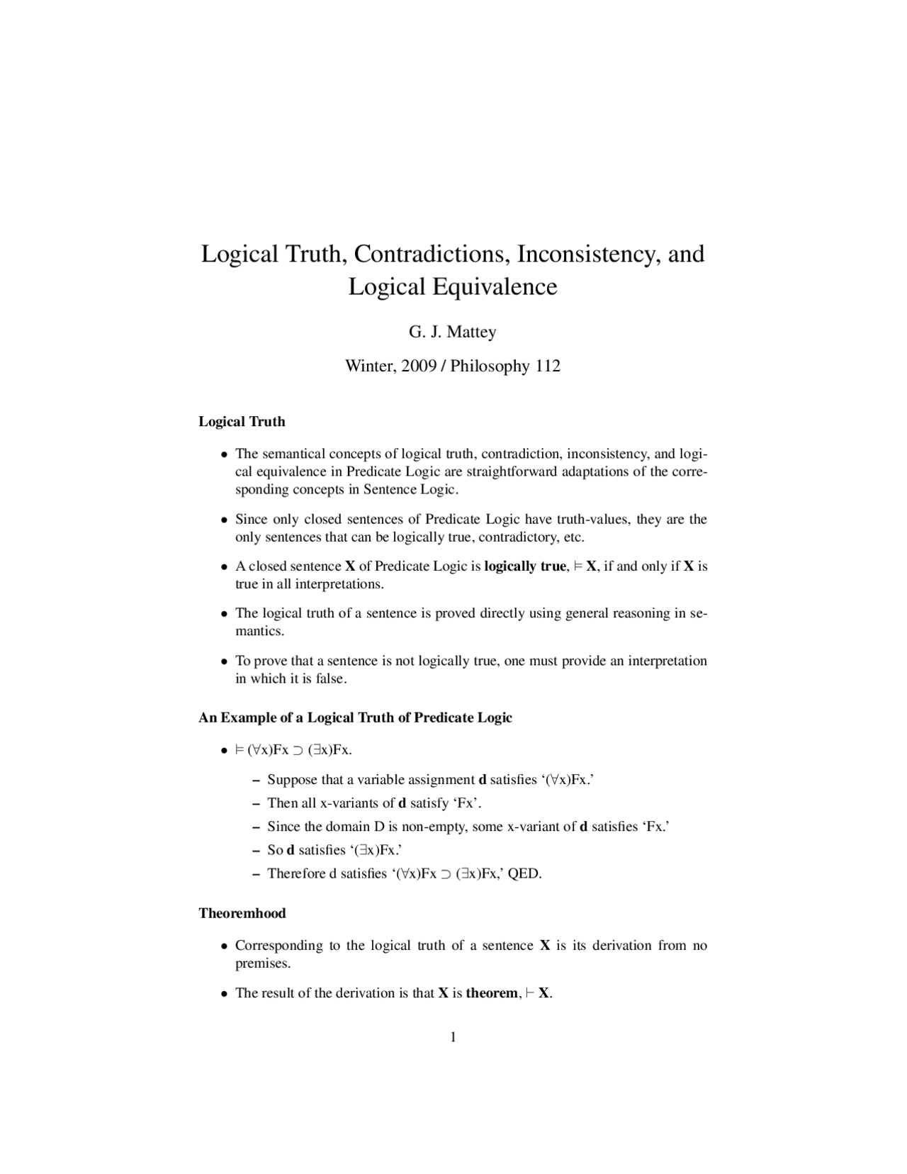 Logical Truths Contradictions Inconsistency And Logical Equivalence In Predicate Logic