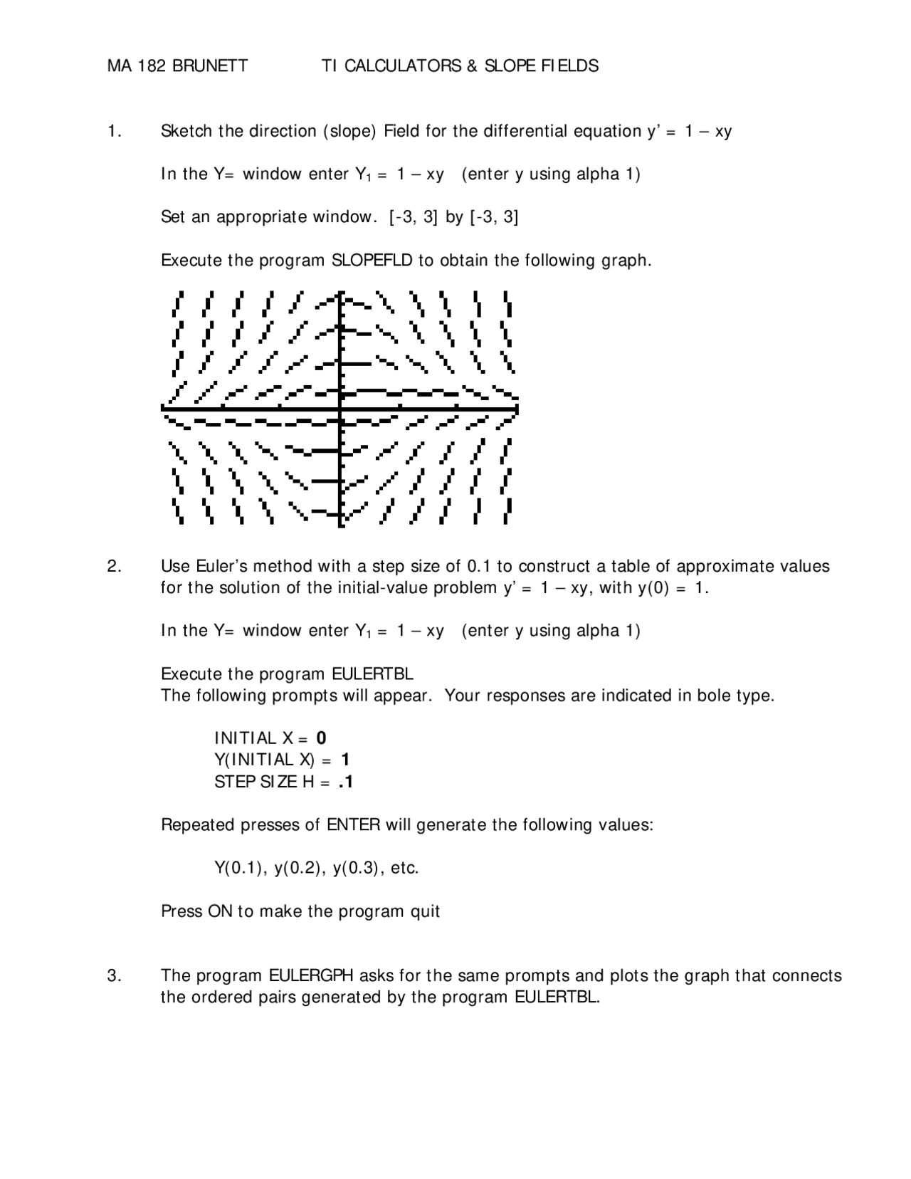 Assignment - TI Calculators and Fields | MA 182 | Assignments Calculus | Docsity