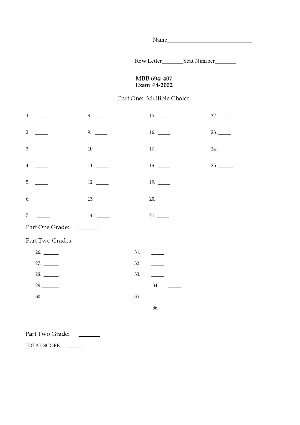 Exam 4 Molecular Biology And Biochemistry 694 407 Docsity