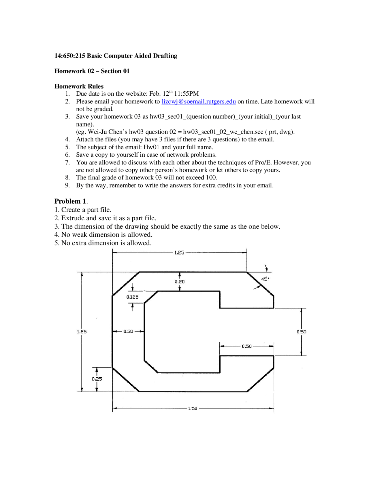 Questions on Basic Computer Aided Drafting - Homework 2 | 650 215 - Docsity