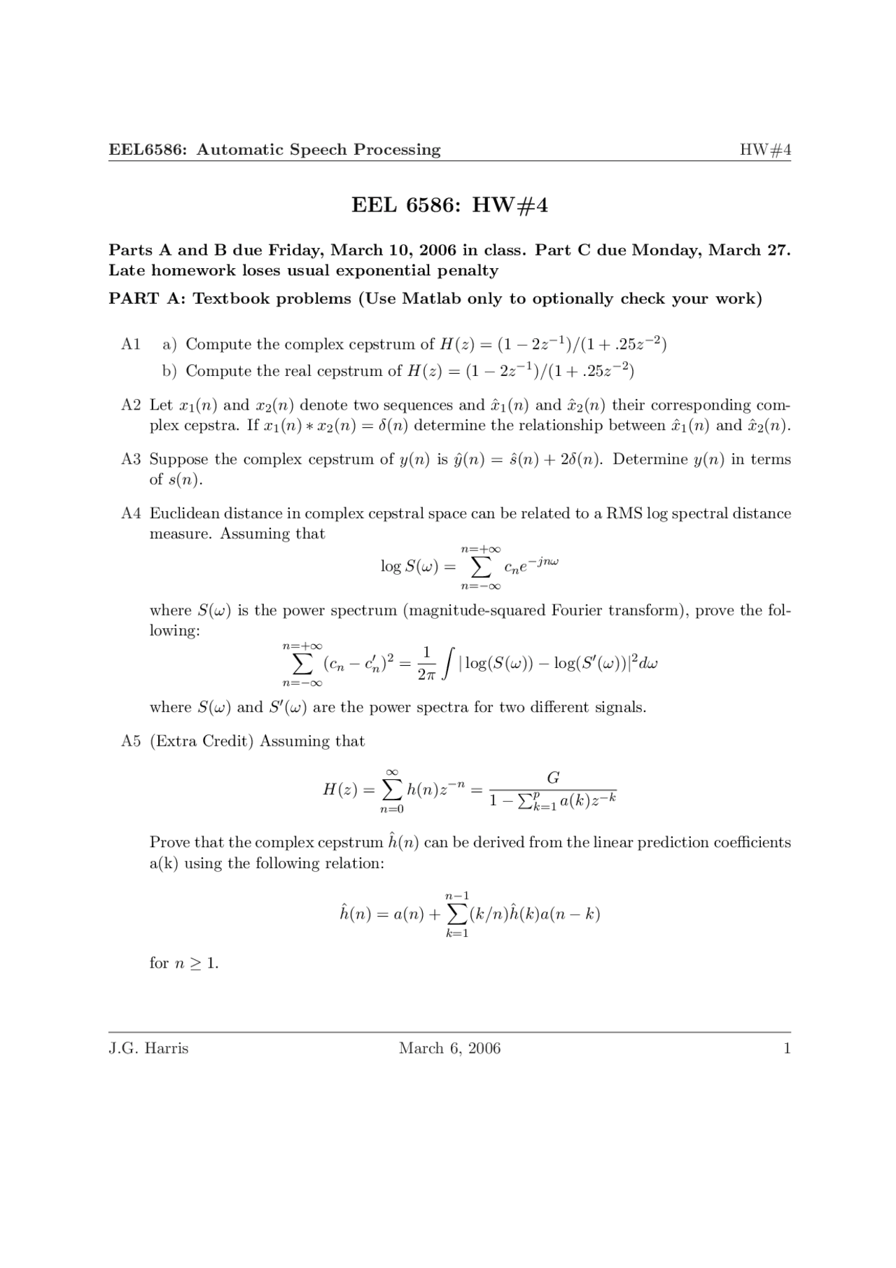 Textbook Problems Hmm Analysis Homework Iv Eel 6586 Docsity