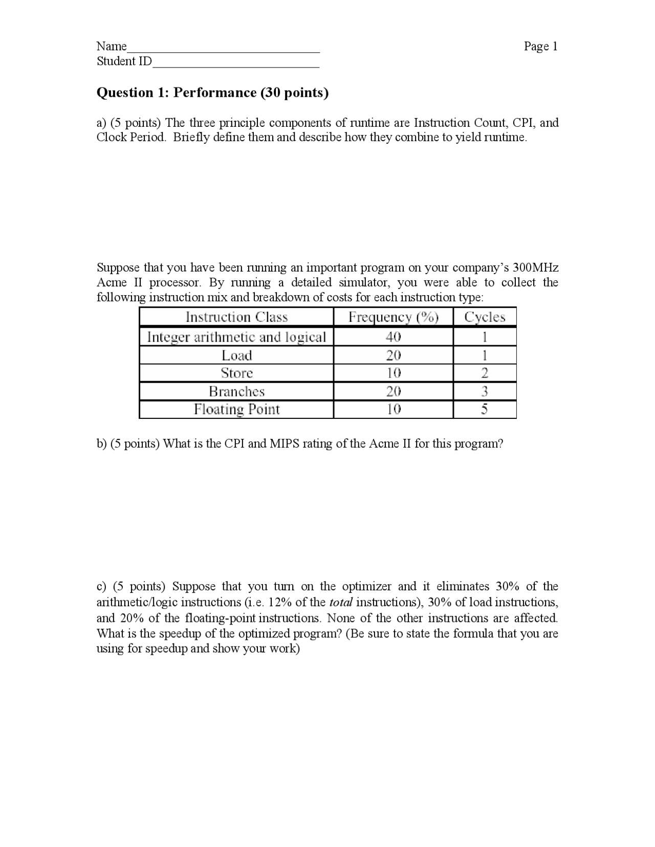 4 Questions On Introduction To Computer Architecture Midterm Test