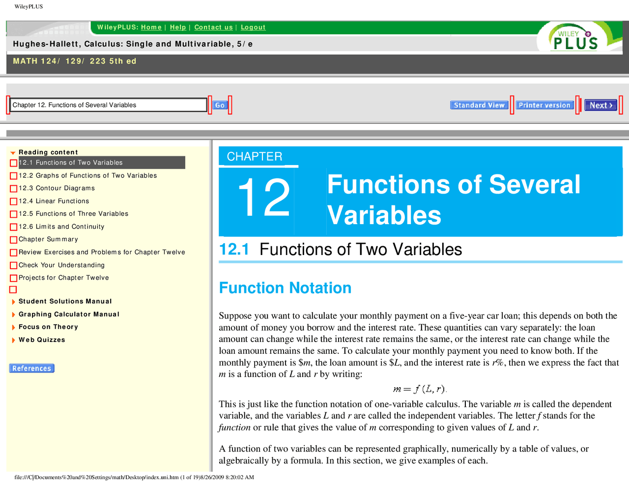 Functions Of Several Variables Calculus I With Applications Math