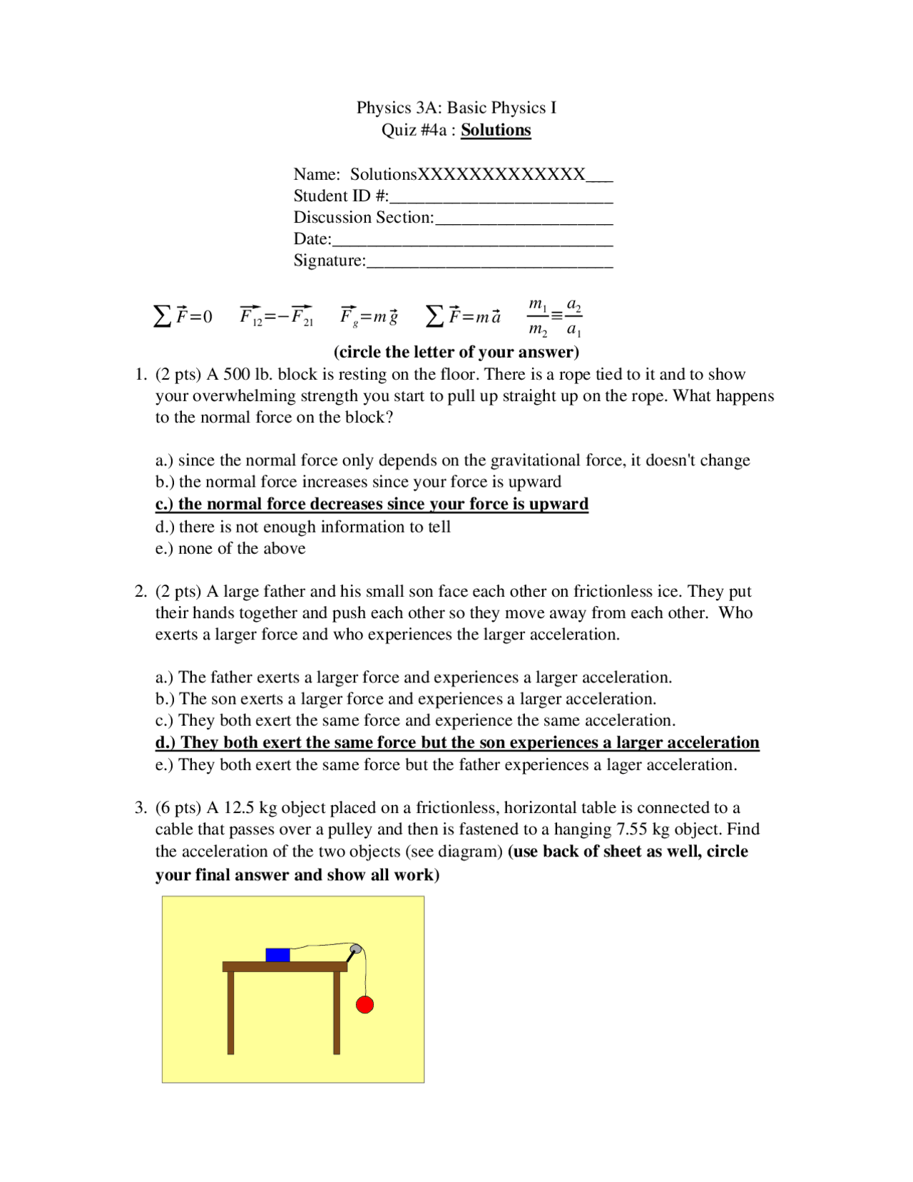 3 Solved Problems On Basic Physics I Quiz 4 Physics 3 Docsity