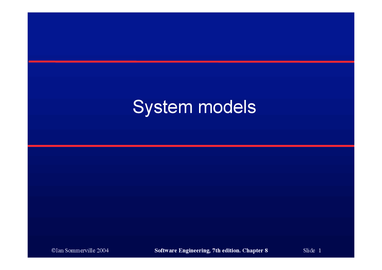 Slides On System Models Software Engineering Cen 5035 Docsity