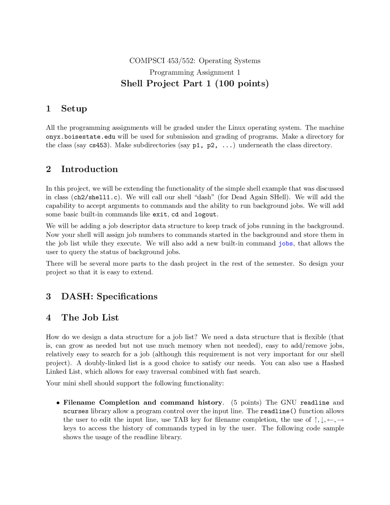 Programming Assignment 1 On Shell Project Operating Systems Compsci