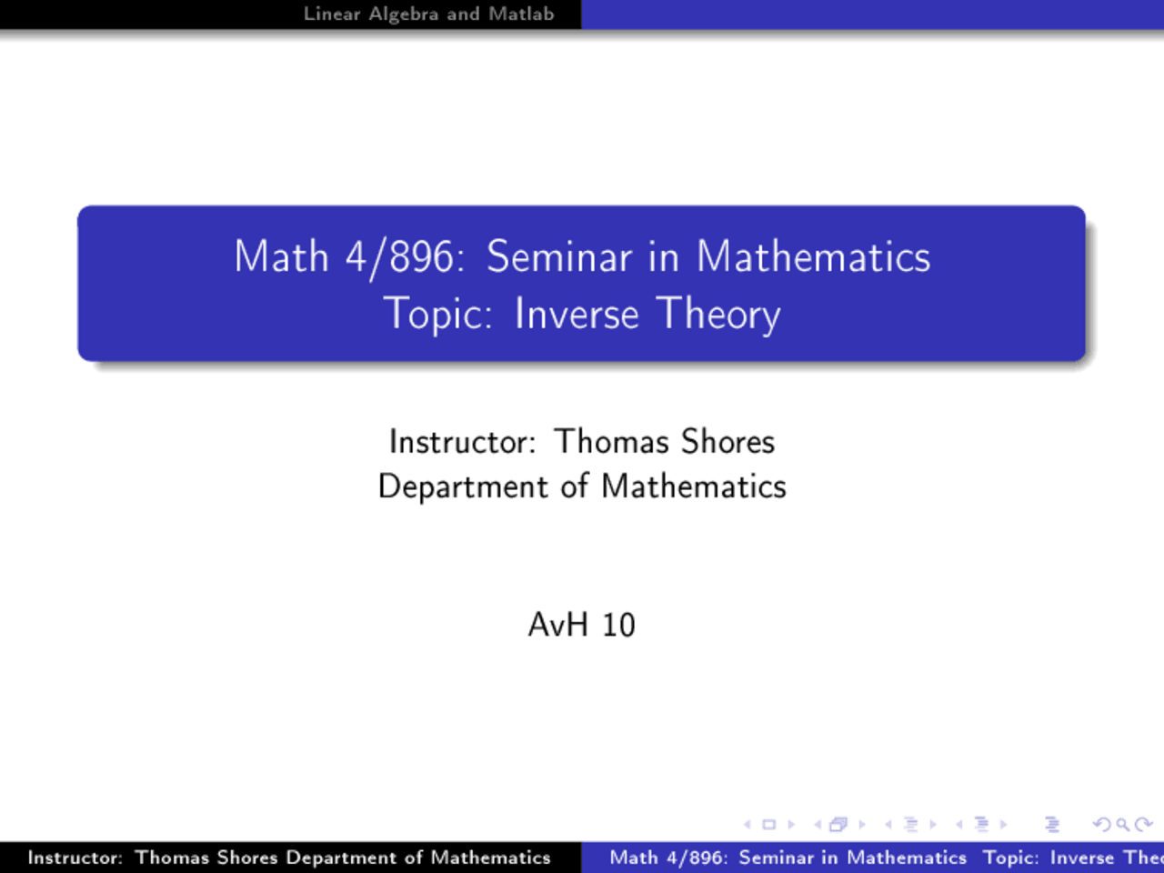 Inverse Theory Lecture Slides Math 496 Docsity