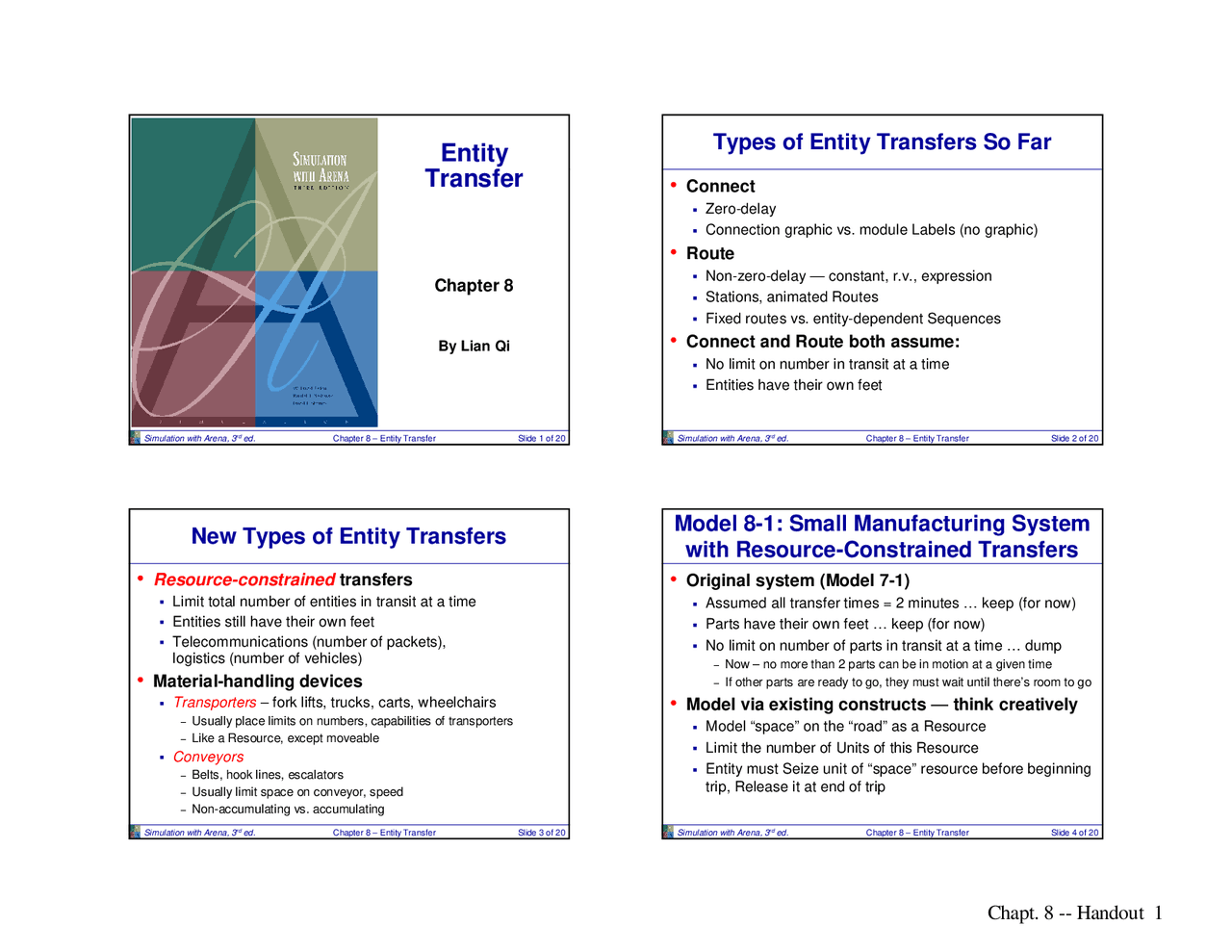 Lecture Slides On Entity Transfer Industrial System Simulation Esi